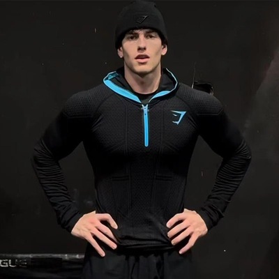 GYMSHARK经典回归onyx5.0超级英雄速干健身衣男鲨鱼连帽拉链长袖