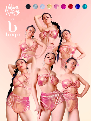 Burju联名 闪光Heels套装带胸垫上衣背心电臀短裤钢管NIKIYAYOUNG