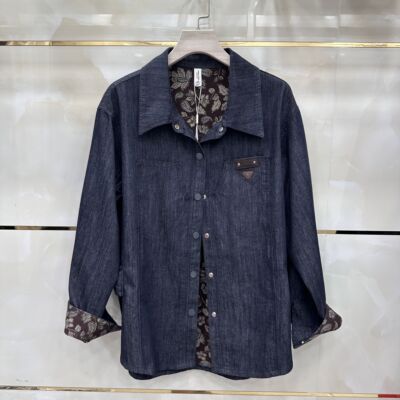 丽诗信LSX-CT2013专柜正品新款秋季女装时尚大码妈妈牛仔衬衫外套