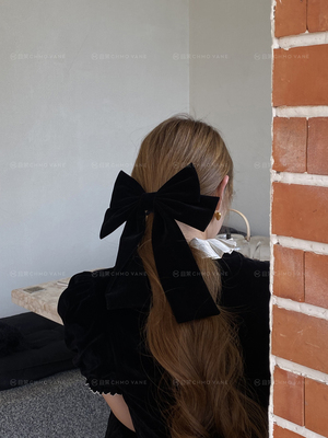 不塌的密绒大号蝴蝶结发夹