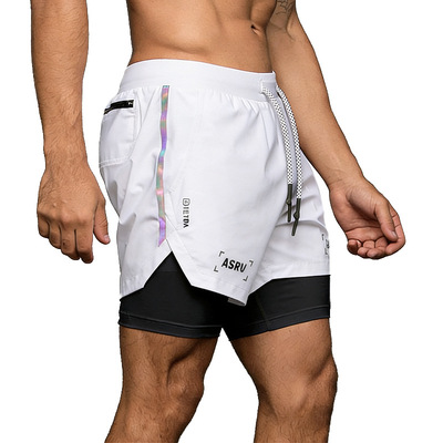 男士防走光双层多袋跑步短裤