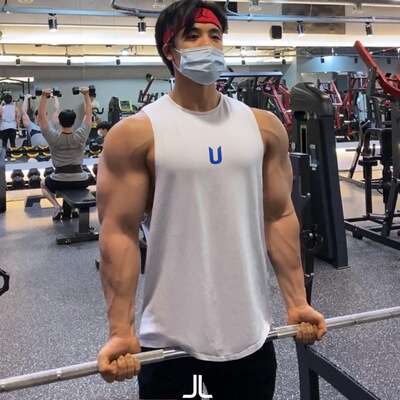 gym men tanktop新款无袖背心男篮球训练服宽松运动冰丝T恤男士速