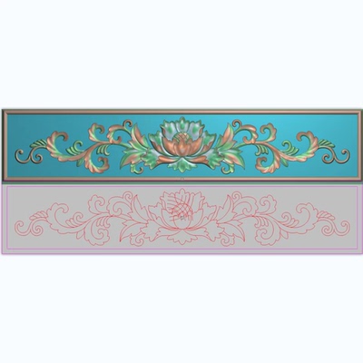 新款精雕图灰度浮雕图精品牡丹洋花小围板横板抽斗挡板侧板291x58