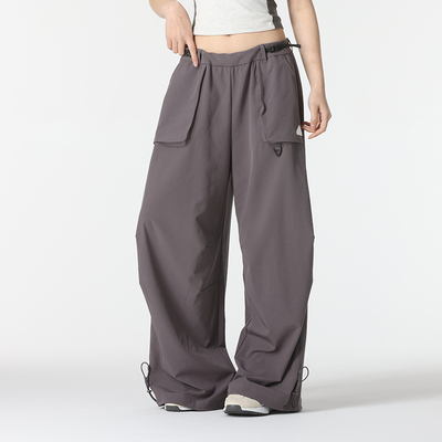adidas阿迪达斯宽松阔腿裤伞裤运动裤女工装束脚裤休闲长裤JE8583