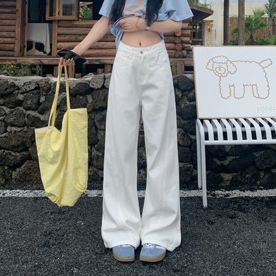 3MER侧线拼接直筒牛仔裤