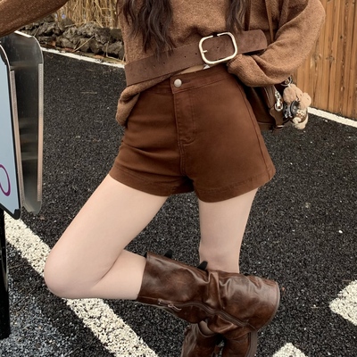 3MER秋季氛围感咖色百搭短裤