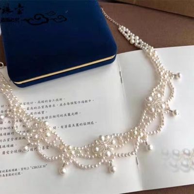 红口袋赫本风小众高级感复古法式新娘双珍珠项链choker锁骨链X49