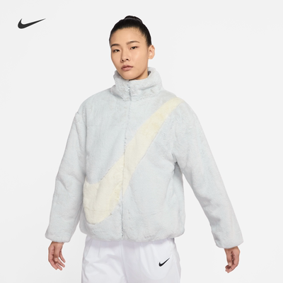 nike女运动休闲仿皮草大夹克外套