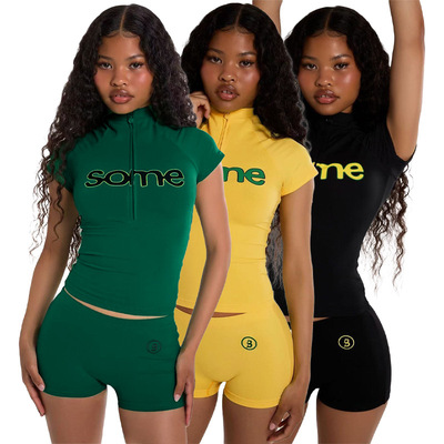 stylish sports suits woman new tops shorts set短袖短裤套装女