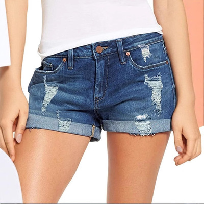 summer shorts jeans欧美弹力破洞牛仔短裤女