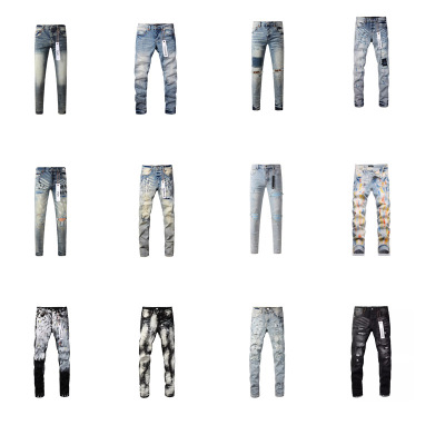jeans pur skinny pants美式高街基础款蓝色修身小脚牛仔裤男士
