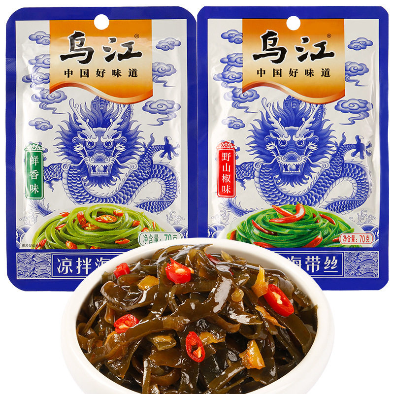 乌江海带丝70g鲜香味山椒味下饭菜微辣榨菜袋装涪陵咸菜开袋即食