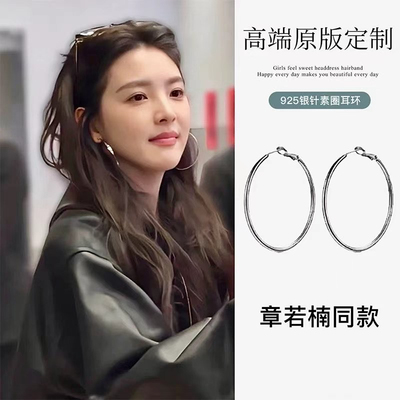 银色圆圈大耳圈2025新款爆款素圈耳环女高级感小众独特夸张耳饰