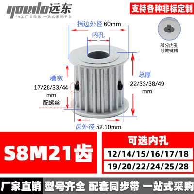 S8M21齿两面平无台同步轮