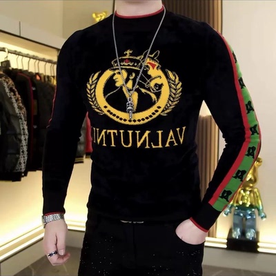 欧洲站冬季新款男士长袖毛衣潮流时尚个性痞帅百搭保暖修身针织衫