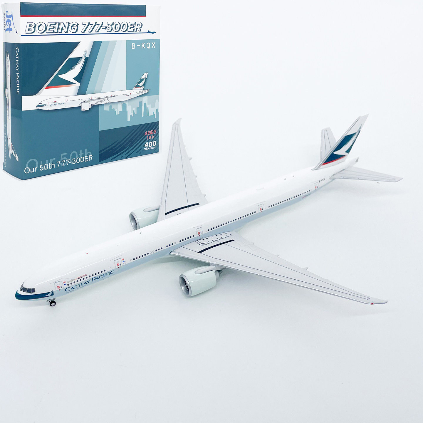 JET 1:400国泰航空老涂装波音B777-300ER客机B-KQX飞机模型合金