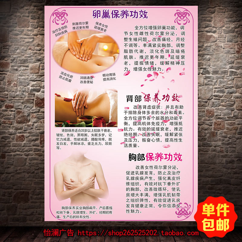 美容院养生画胸部卵巢肾部保养挂画海报喷绘定制KT展板背胶图255