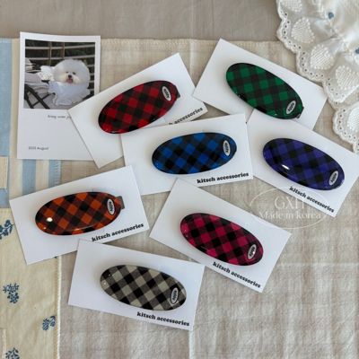 韩国进口kitsch格纹宽椭圆鸭嘴夹