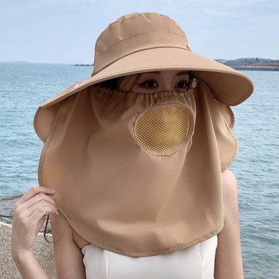 时尚大檐遮阳帽护颈一体防晒