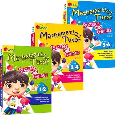 Casco Mathematics Tutor  Puzzles And Games 新加坡数学 数学导师解谜游戏 益智活动小学1-6年级教辅 3册套装 英文原版进口图书