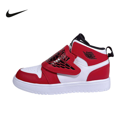 NIKE耐克小童鞋SKY JORDAN 1运动写中帮红色飞翼篮球鞋BQ7197-106