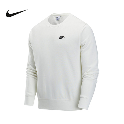 Nike耐克男子针织毛圈经典刺绣小标黑色套头衫圆领卫衣FN3889-133