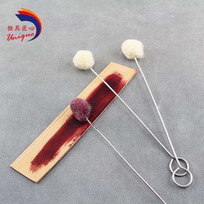 手工皮具植鞣革染色酒精染料涂刷工具羊毛球刷牛角油上油保养涂抹