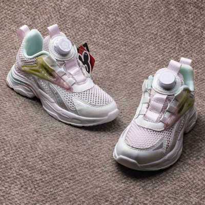 女童透气网面魔术贴跑步老爹鞋