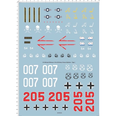 军事模型 1:16/72 VF-11 战斗机/虎式坦克.专用水贴【64950A】