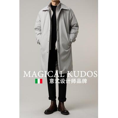 MAGICAL KUDOS冬季假两件中长款羽绒服男轻熟风加厚鸭绒大衣外套