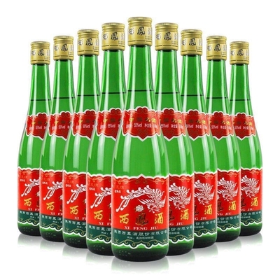 西凤酒绿瓶裸瓶装省外版55度凤香型白酒 500ml*9瓶整箱装散装绿脖