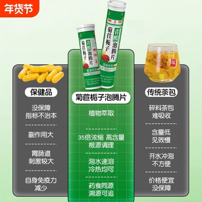 菊苣栀子泡腾片根尿酸茶高利尿柠檬酸盐降茯苓酸友饮排