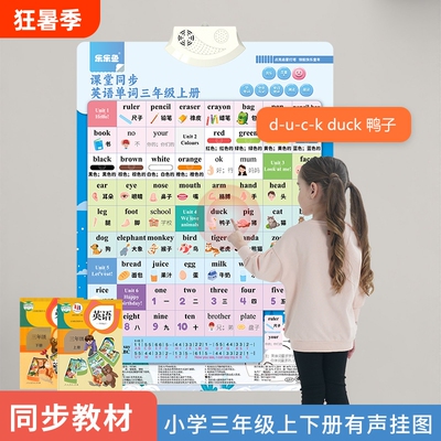 220挂图墙贴英语单词卡SightWords幼儿园英文启蒙儿童教具有声