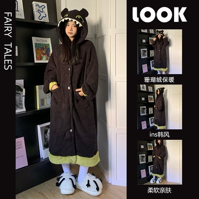 小红书种草珊瑚绒睡衣秋冬季女厚