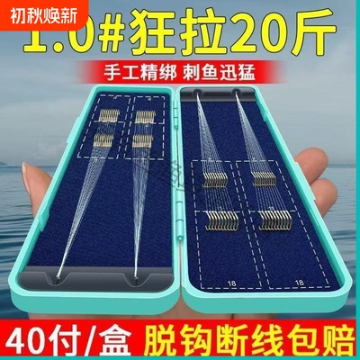 短子线双钩成品套装鱼钩正品野钓鲫鱼进口金袖金海夕伊豆袖钩鱼线