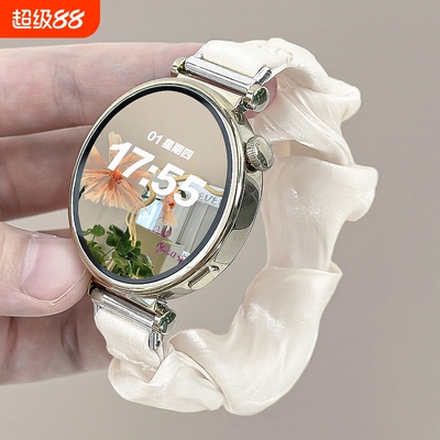 适用vivowatch5手表新款夏天雪纺冰丝大肠发圈表带iQOOwatch5高级感腕带vivowatch3个性时尚小众女生智能配件