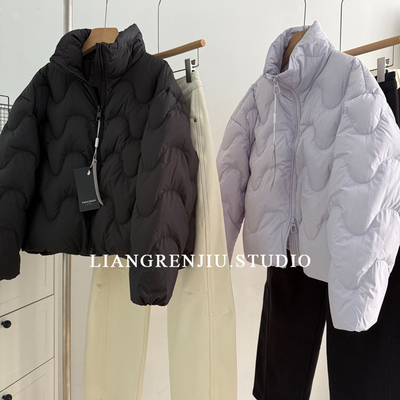 立领纯色拉链舒适羽绒服