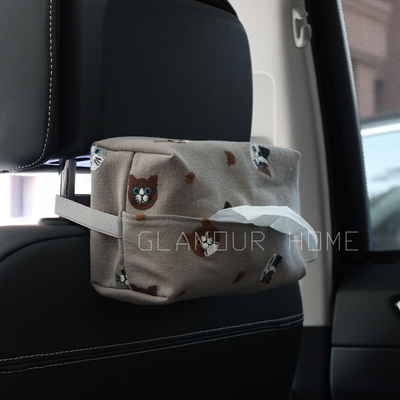 精致刺绣纸巾袋车载抽纸盒可调节