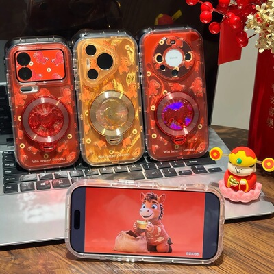 金币小马支架适用oppo/VIVOS30手机壳Y200创意RENO14/小米保护套
