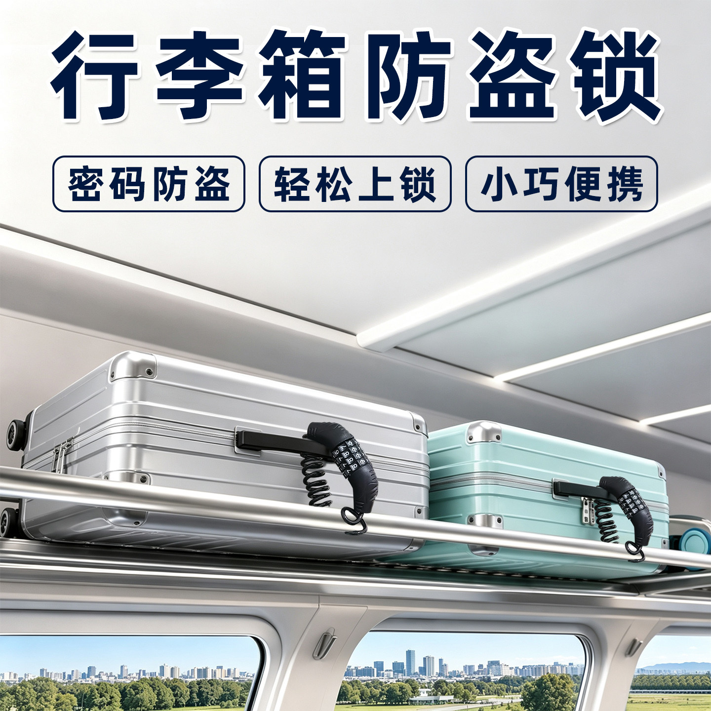 行李箱防盗锁便携出国欧洲旅行防偷绳火车高铁行李包防丢密码锁扣