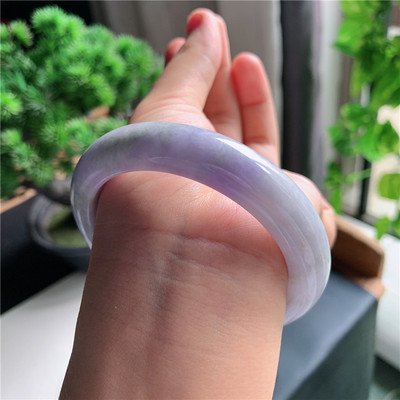 10月新品 56圈口冰糯种紫罗兰正圈玉手镯女款正品5185HM2967