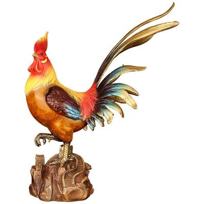 2026《万事大吉》全铜彩公鸡摆件客厅家居饰品鸡的吉祥物十二生肖