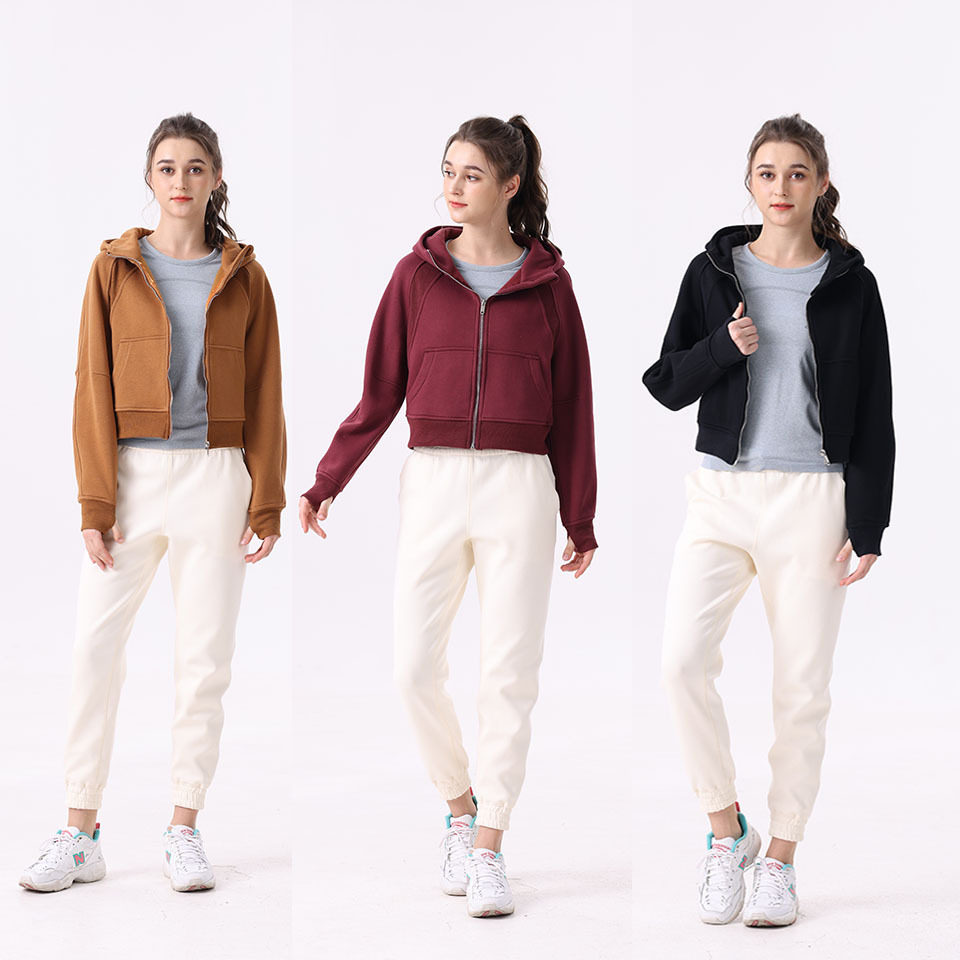 SWIFT SPEED瑜伽服抓绒卫衣运动女子宽松健身上衣拉链连帽加厚休