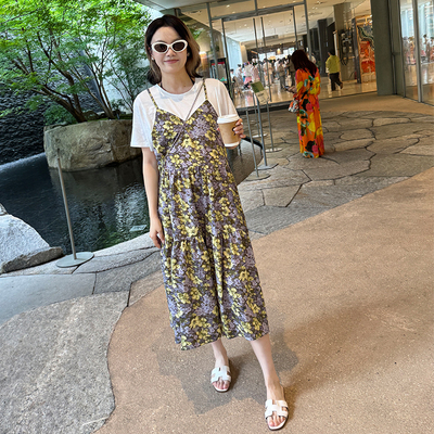孕佳妮孕妇装连衣裙夏季2026新款法式浪漫碎花假两件长裙夏装裙子