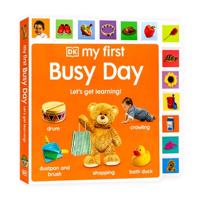 DK精品 花边书 忙碌的一天 英文原版 DK Children My First Busy Day 英文早教绘本彩色标签页儿童生活习惯养成 亲子共读益智读物