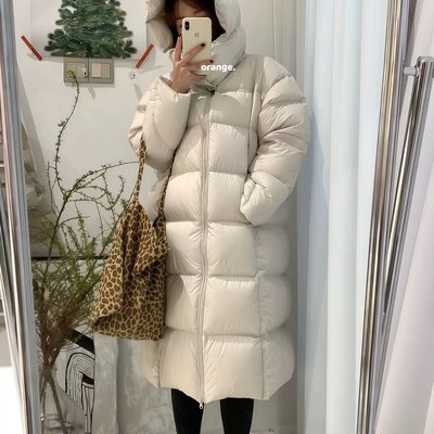 多多冬新款泡芙女长款过膝韩版简约连帽加厚保暖羽绒服外套2602