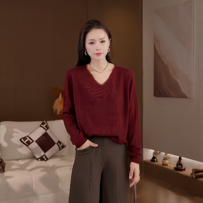 豆豆DA【金银纱】绵羊毛减龄女秋冬气质显瘦百搭针织衫-26QM53852