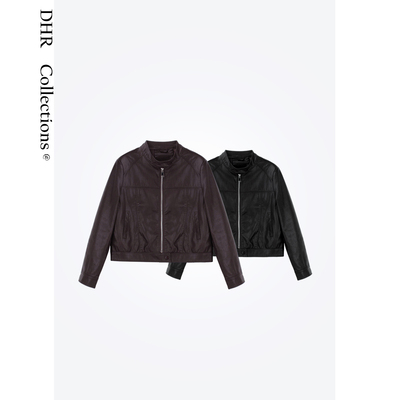豆豆DE【春季新款皮衣】休闲时尚百搭皮夹克短款立领外套26CW5219