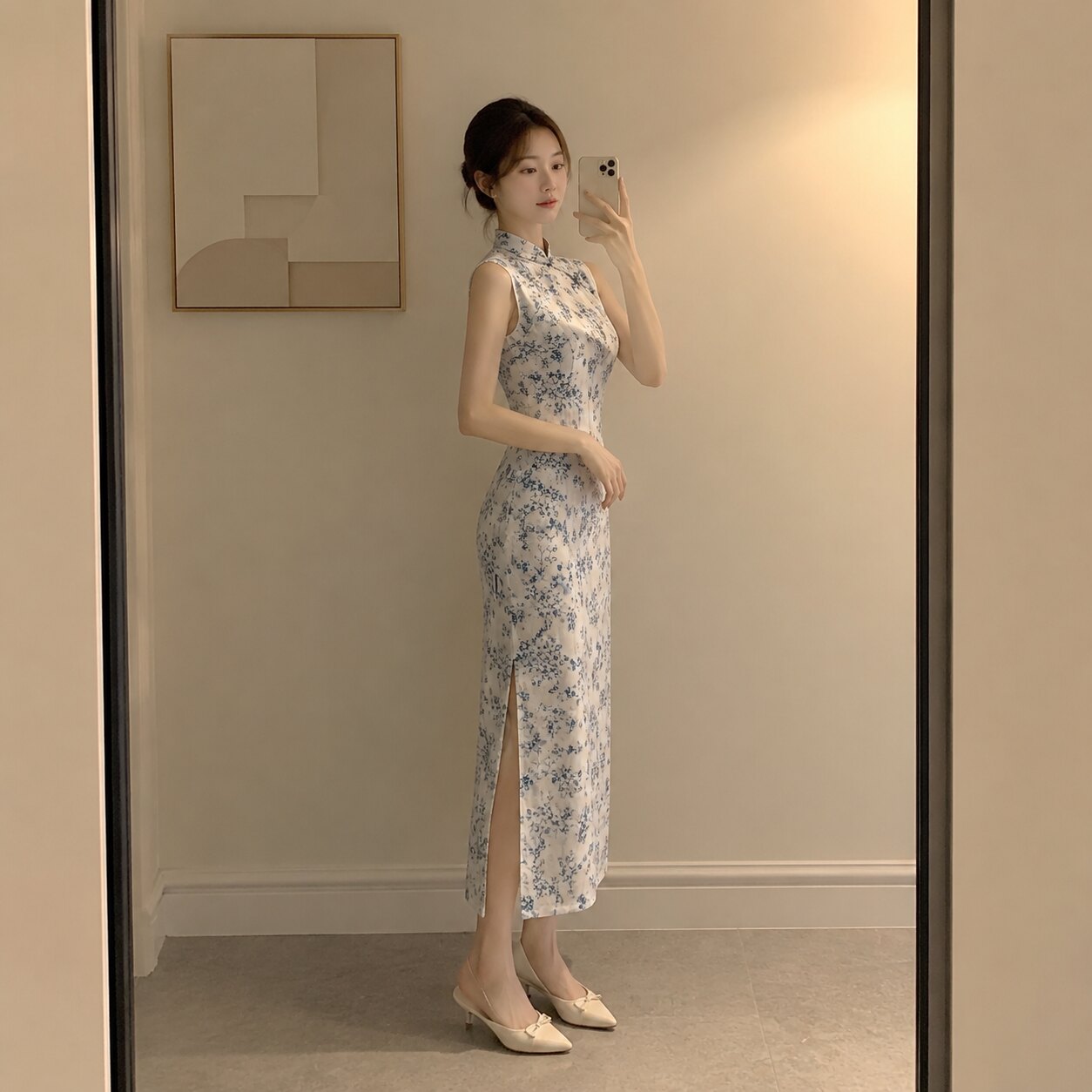 巨好看米色旗袍女2026新款改良素雅复古新中式连衣裙年轻长款夏季