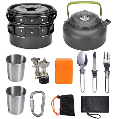 Outdoor Camping Cookware Set Tableware Picnic Cooking Pan Fr